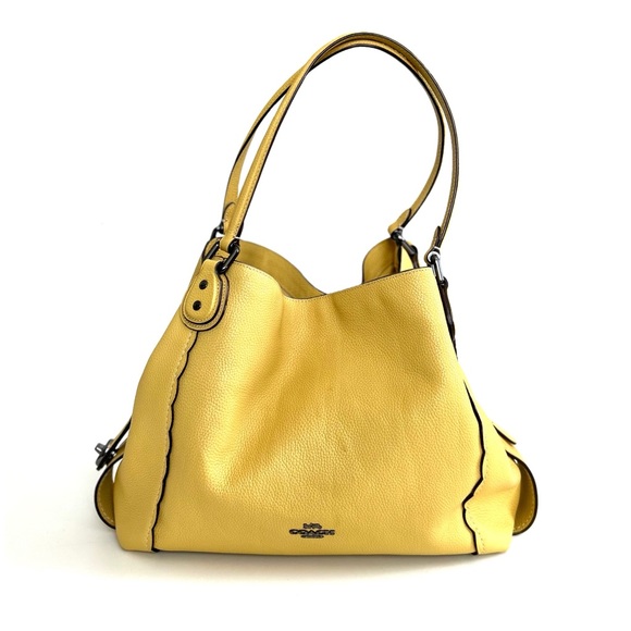 Coach | Bags | Coach Sunflower Yellow Pebbled Leather Edie 3 Scalloped ...
